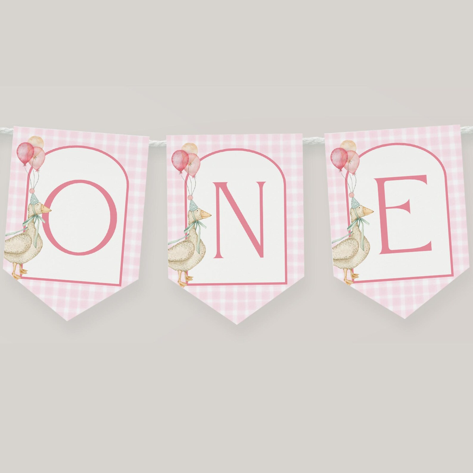 One Silly Goose Birthday High Chair Banner Goose 1st Birthday Pink ...