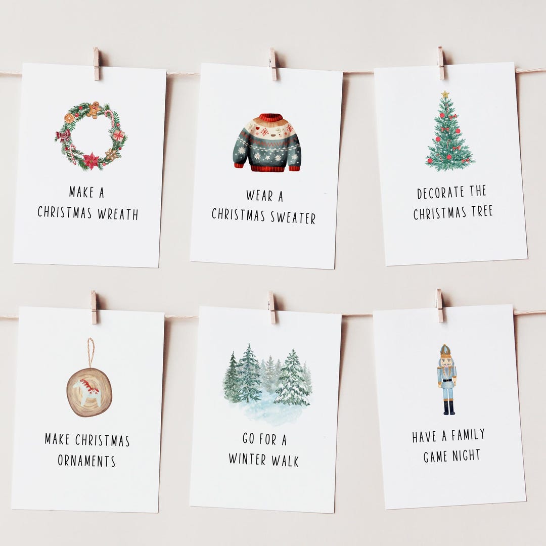 Christmas Advent Calendar Activity Cards Printable Christmas Holiday ...