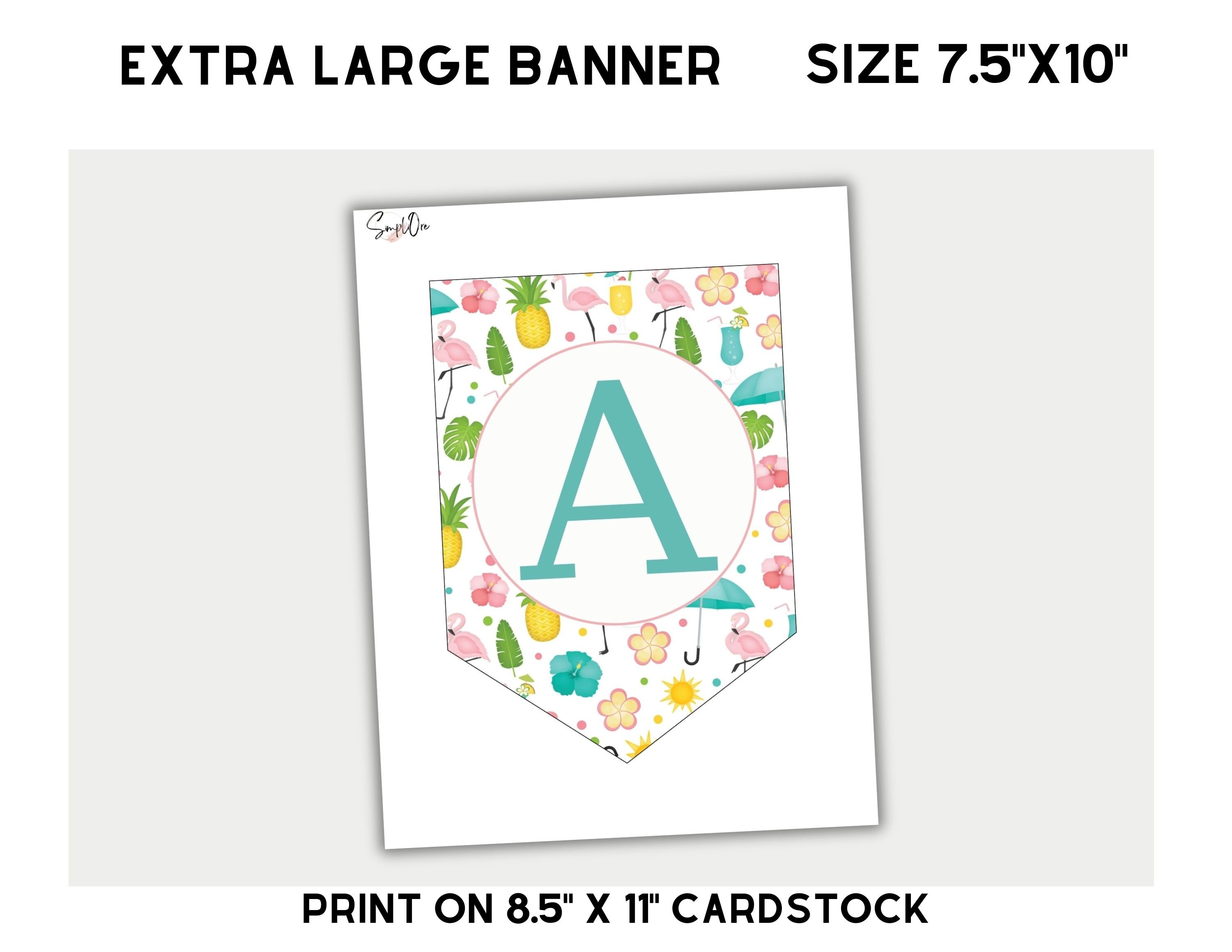 Custom Printable PDF BANNER, Tropical Printable Banner Luau Birthday ...