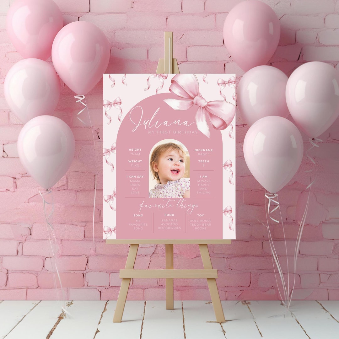 Pink Bow First Birthday Milestone Sign Girls Just Wanna Be One My First ...