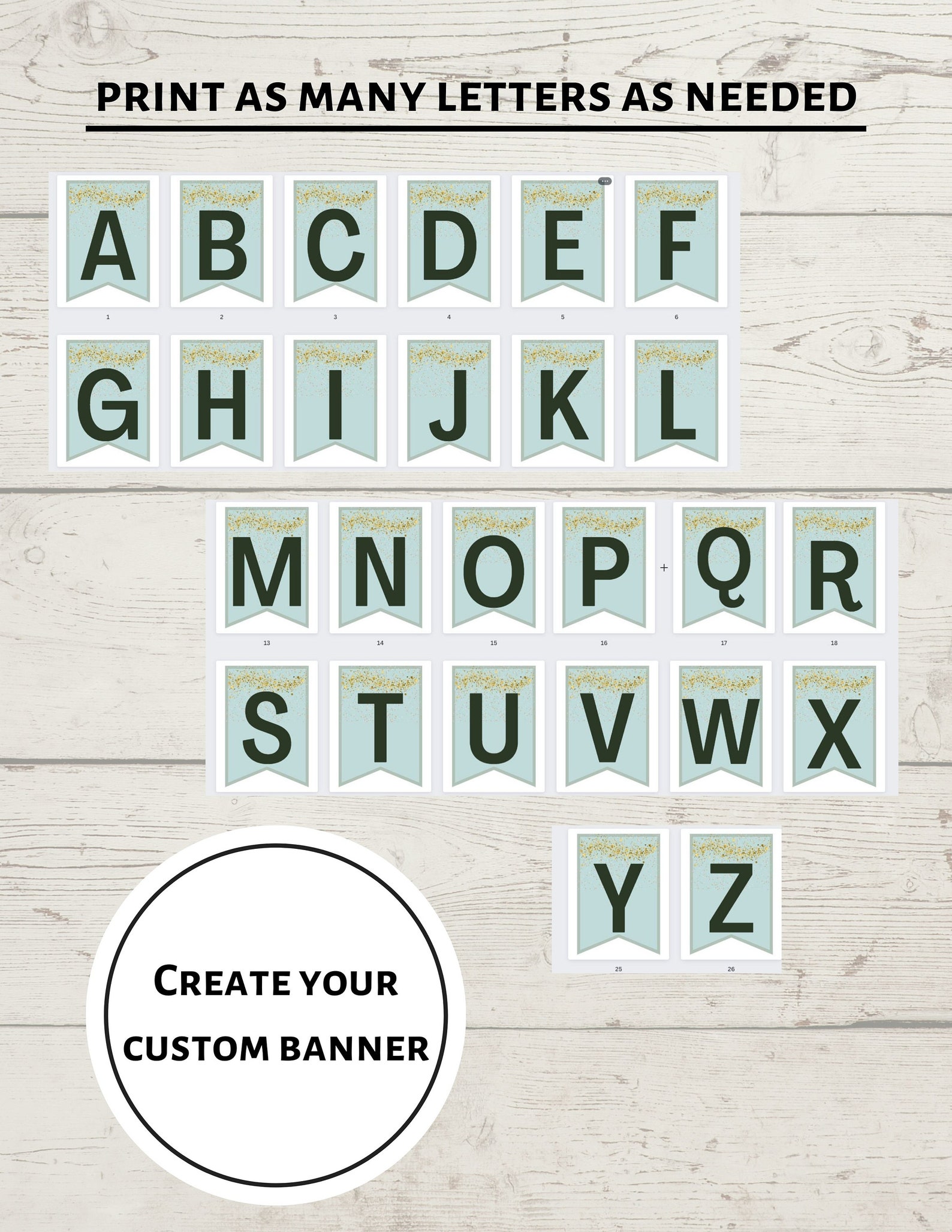 Printable PDF BANNER Printable Alphabet Letter Banner - Etsy UK