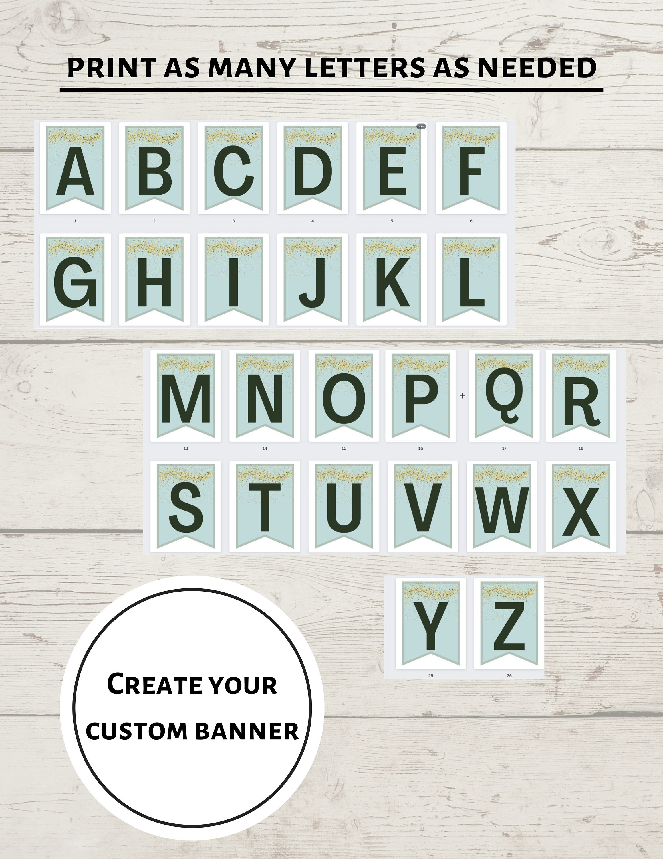 Printable PDF BANNER, Printable Alphabet Letter Banner, Printable ...