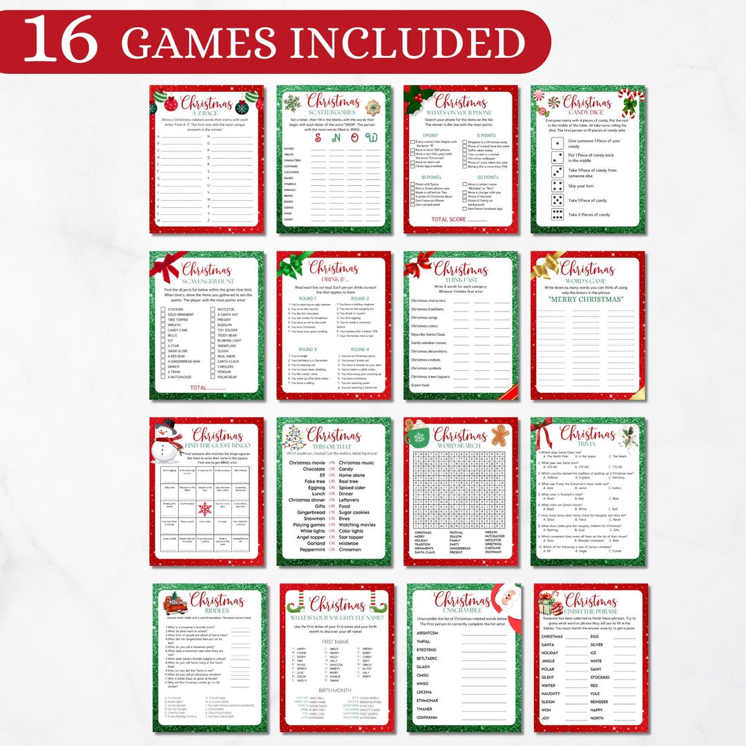 Christmas Game Bundle Printable Family Games Office Holiday Party ...