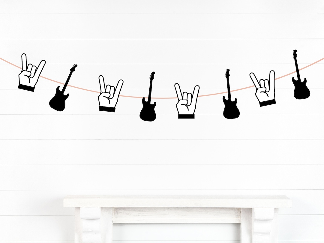 Rock Hand Garland, Music Party Decorations, Rock Star Banner, Rock N ...