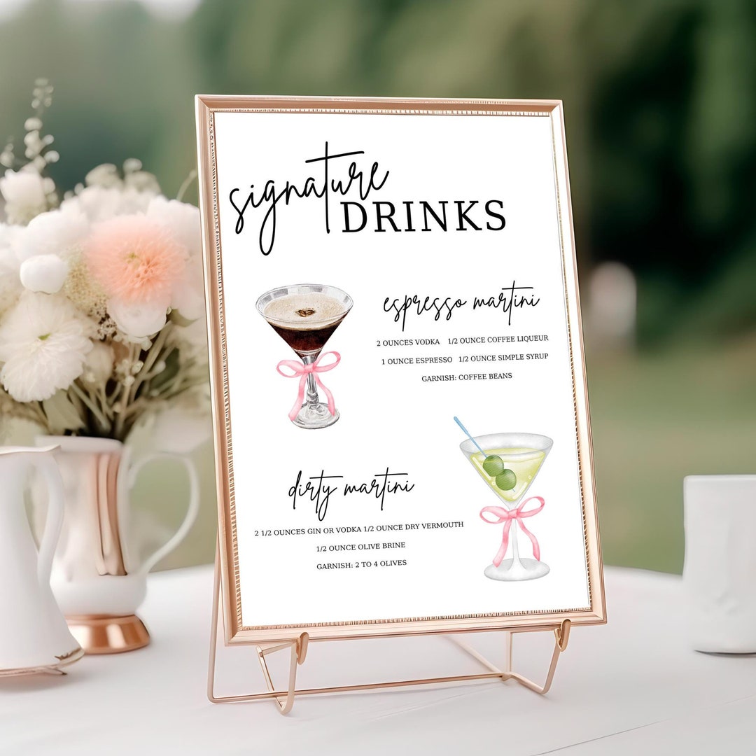 Martini Signature Drinks Bar Sign Template A Tini Bit Older Cocktail ...