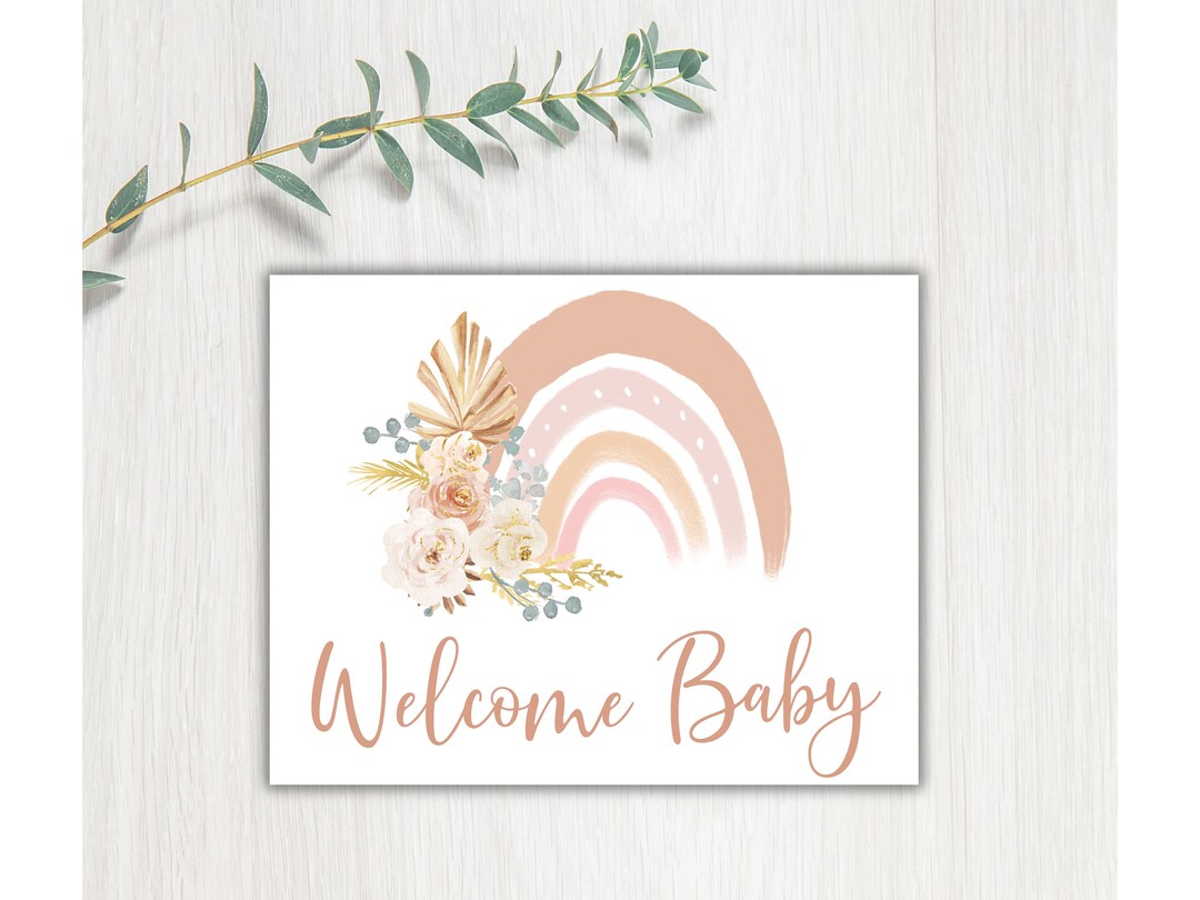 Baby Shower Welcome Sign Boho Pampas Grass Muted Tone Pampas Grass ...