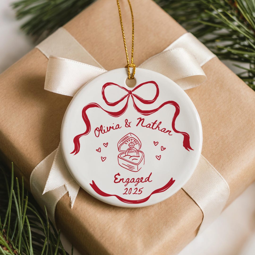 Engaged Ornament Engagement Gift Engagement Ornament Couples Ornament ...