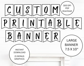 Printable PDF BANNER / Green and White Printable PDF Alphabet Letter ...