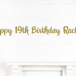 Custom, Happy Birthday Banner, Glitter, Personalized, Birthday Banner ...