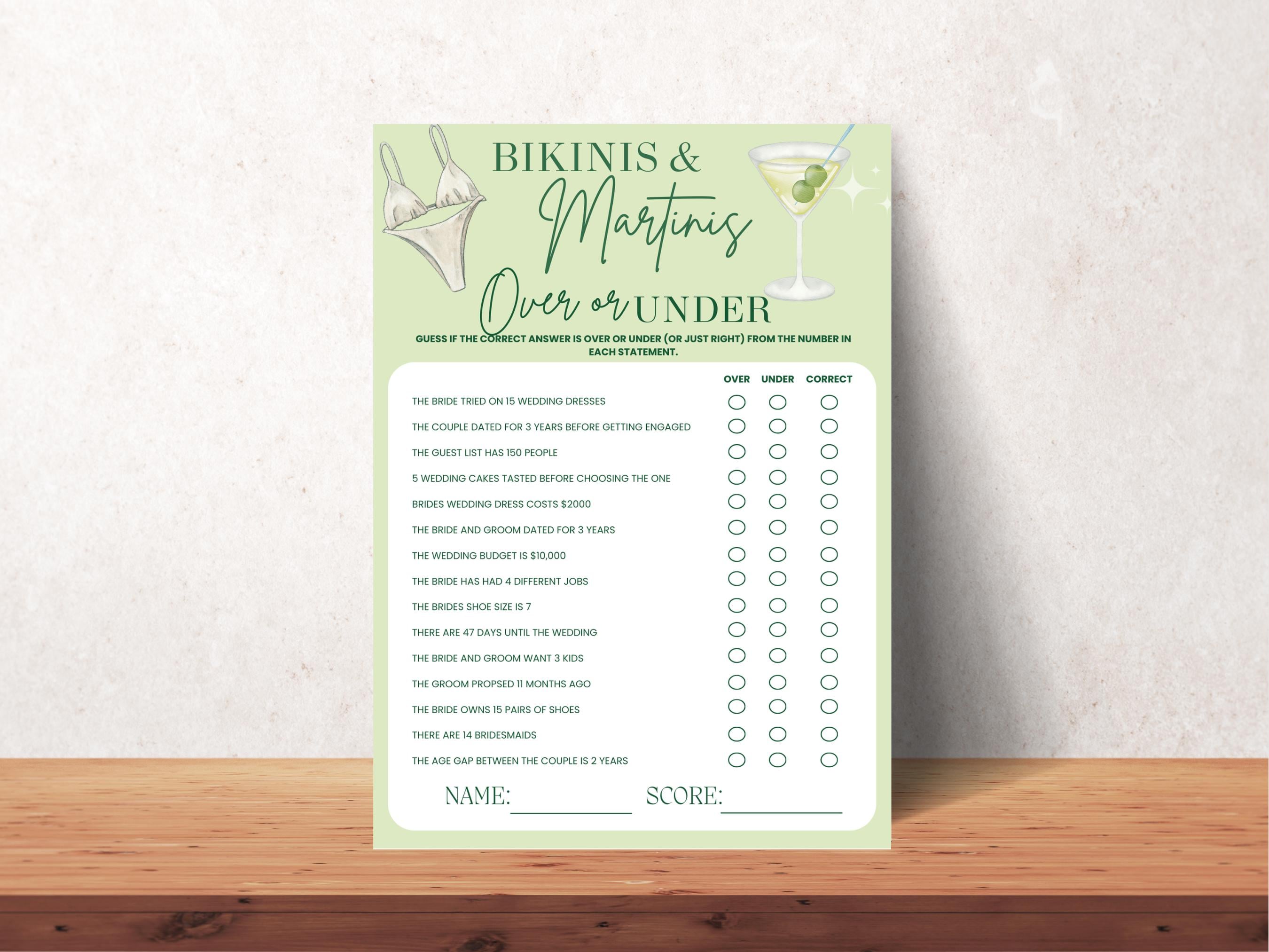 Bikinis and Martinis Bachelorette Party Games Bundle Bachelorette Games ...