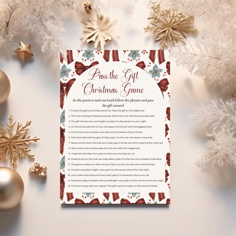 Printable Christmas Pass the Gift Game Bundle Christmas Party Games ...