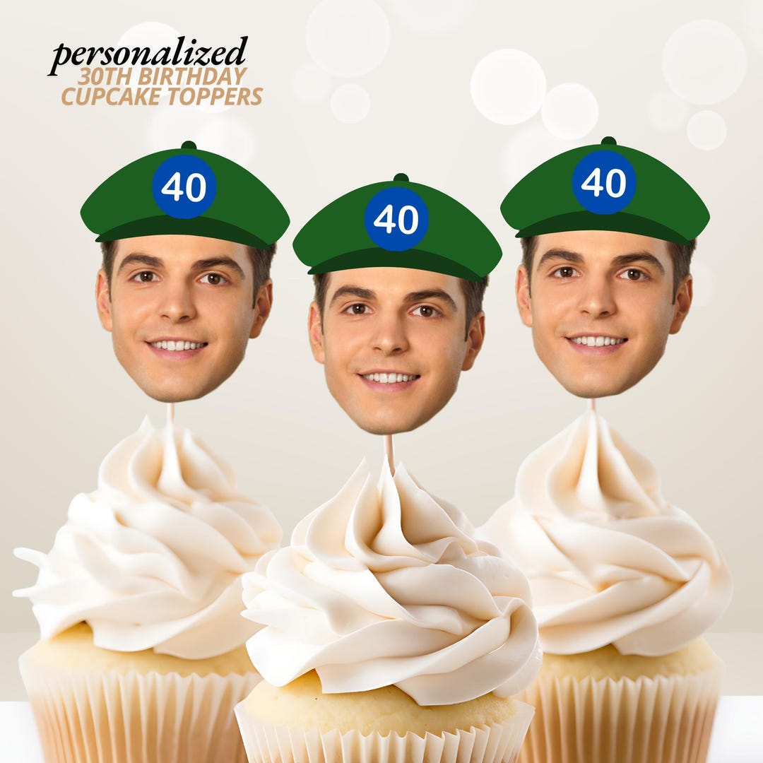 40th Birthday Golf Face Cupcake Toppers Custom Fore-tee Cupcake Topper ...