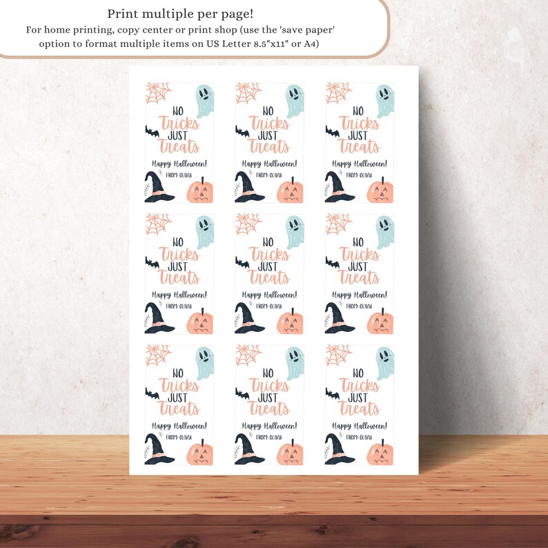 Editable Halloween Gift Tags Boo Favor Tag Costume Party Trick or Treat ...