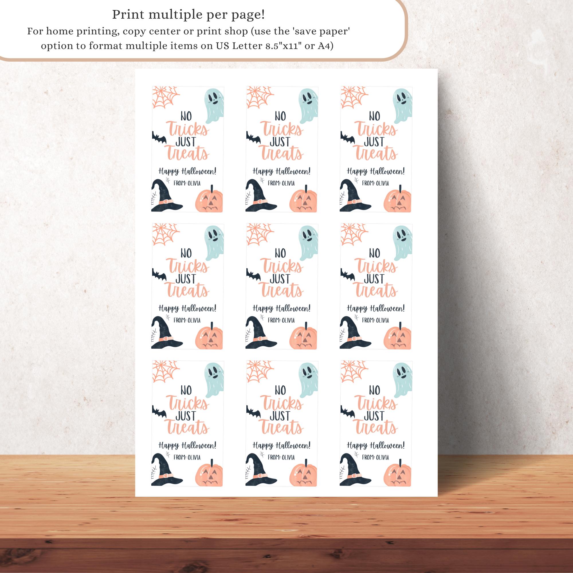 Editable Halloween Gift Tags Boo Favor Tag Costume Party Trick or Treat ...