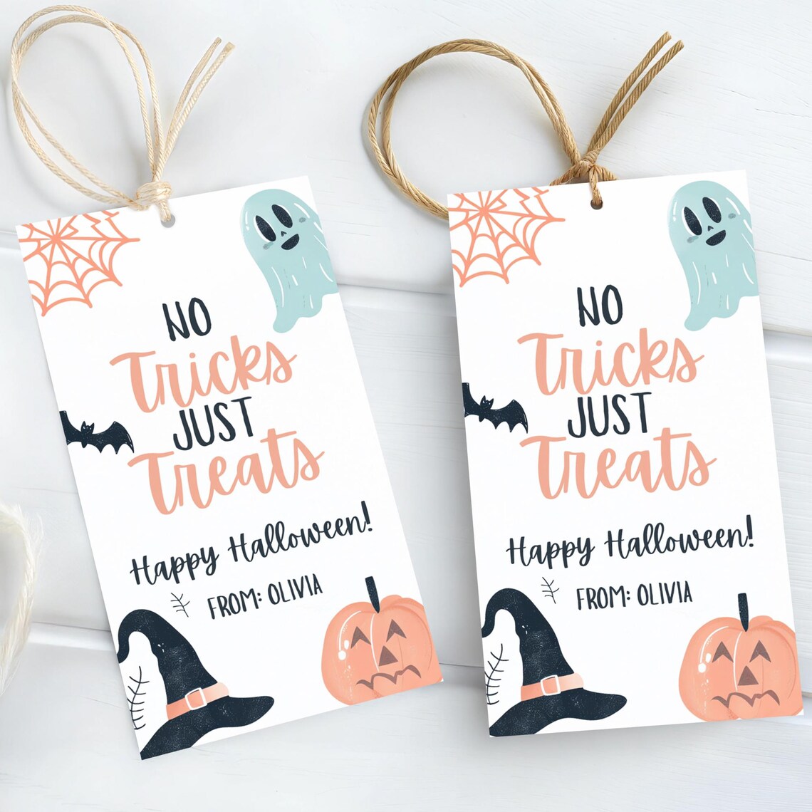 Editable Halloween Gift Tags Boo Favor Tag Costume Party Trick or Treat ...