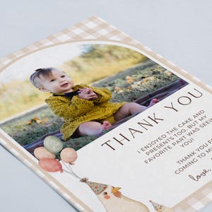 One Cute Chick Birthday Thank You Card 1st Birthday Chicken Themed ...