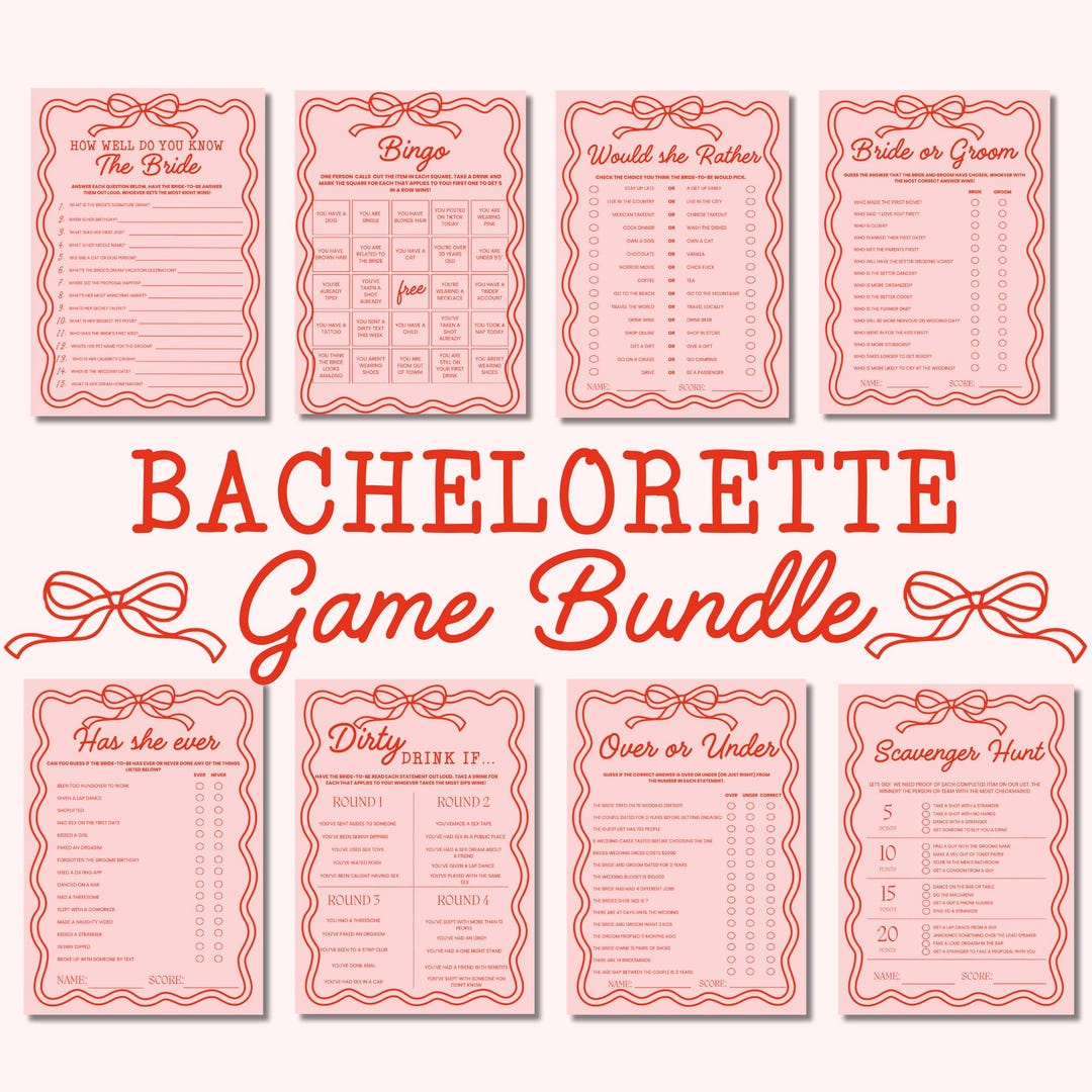 Wavy Border Bachelorette Games Bundle Editable Hen Party Games Fun ...