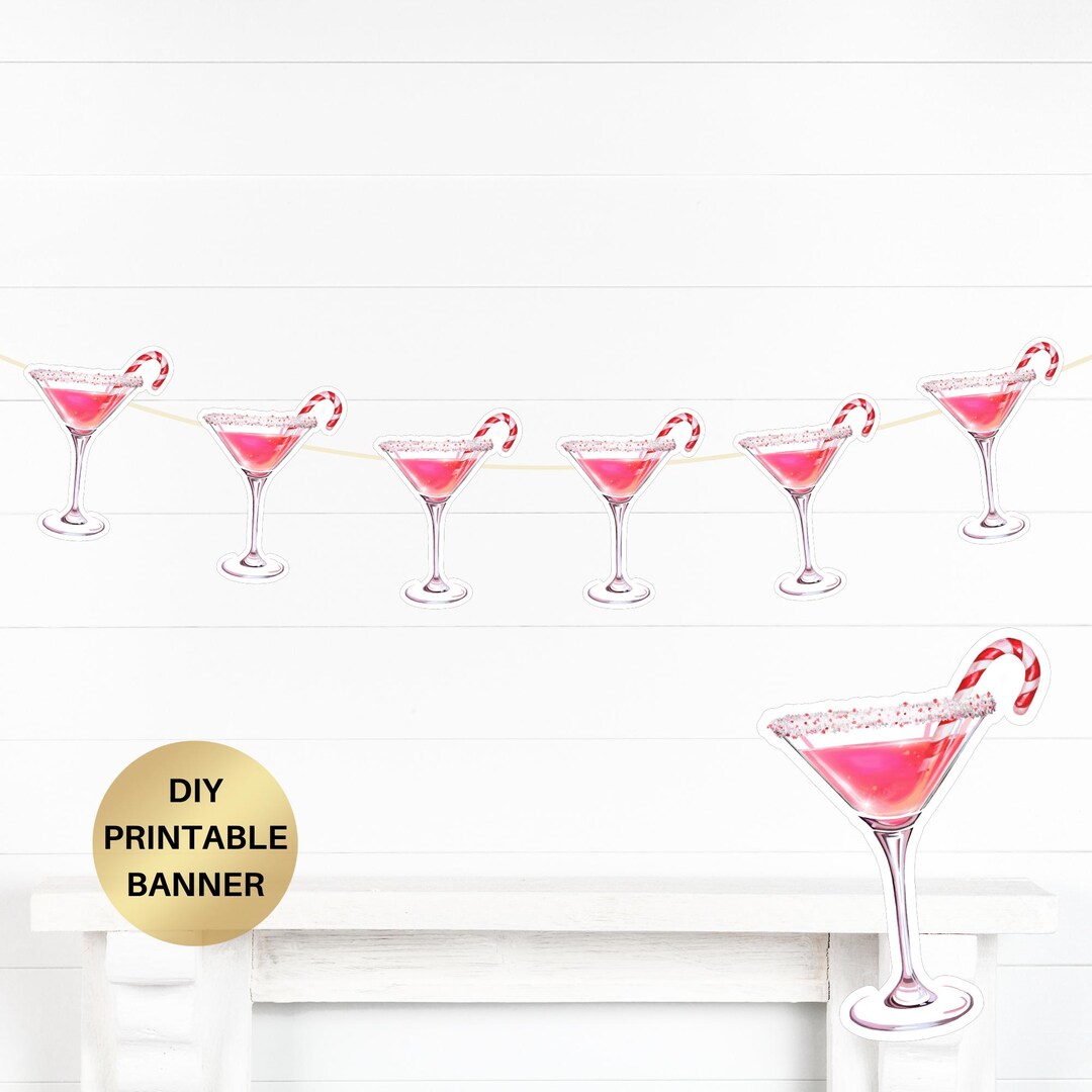 Christmas Martini Bar Sign Holiday Cocktail Party Decor Martini Banner ...