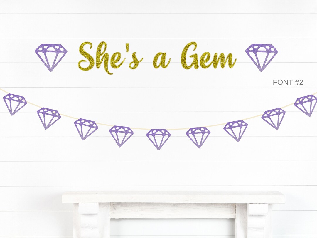 She's a Gem Banner, Gemstone Bridal Shower Banner, Amethyst Party ...