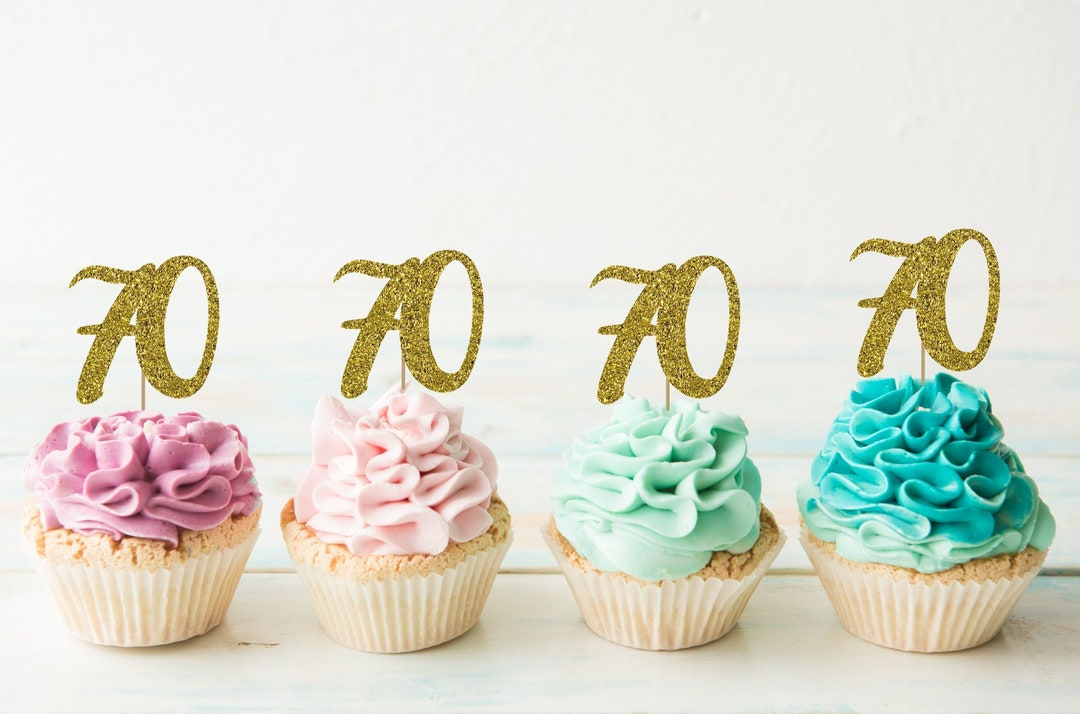 Seventy Cupcake Toppers 70th Birthday 70th Anniversary - Etsy