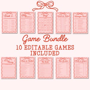Wavy Border Bachelorette Games Bundle Editable Hen Party Games Fun ...