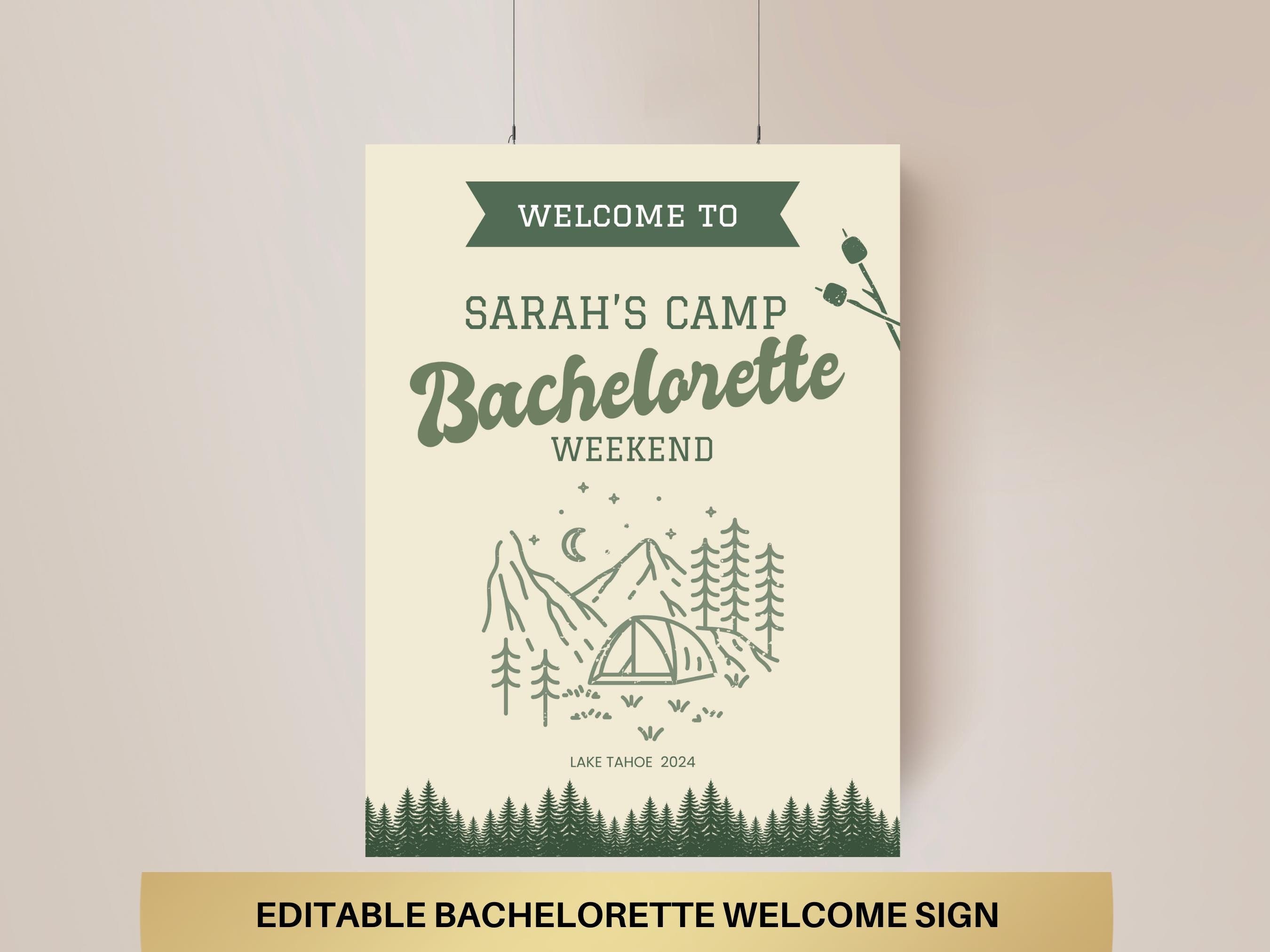Camp Bachelorette Welcome Sign Template Camping Bachelorette Party ...