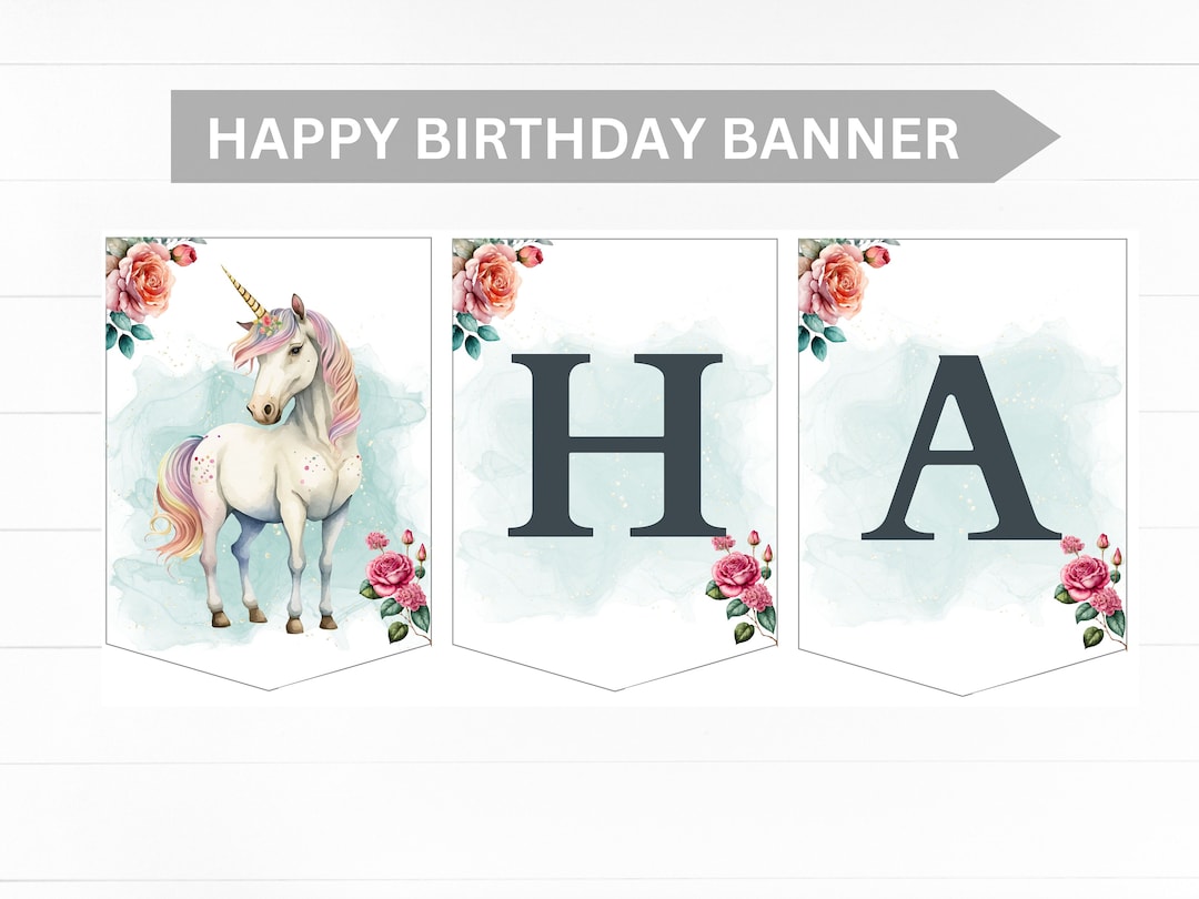 Unicorn Birthday Banner Happy Birthday Banner Magical Birthday ...