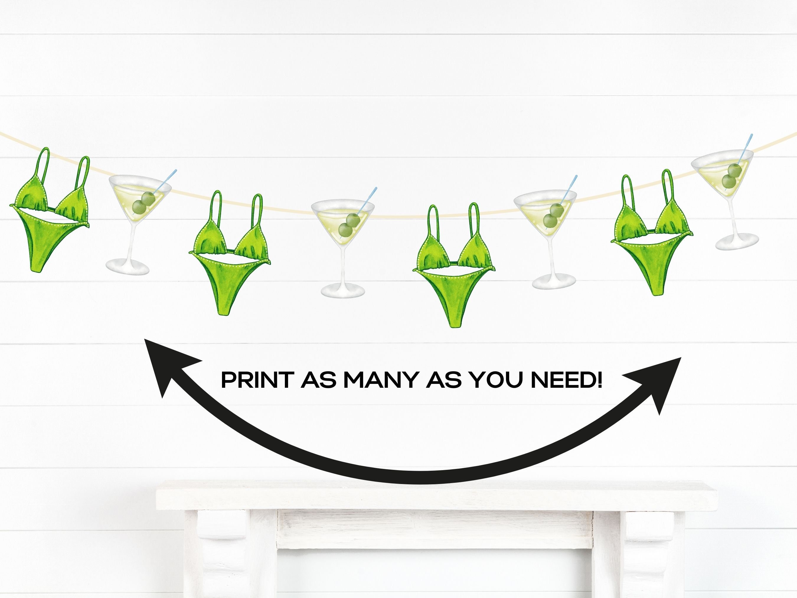 Bikinis and Martinis Banner Martini Themed Party Decorations Bikini ...