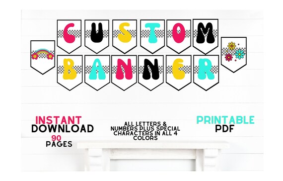 Retro Custom Banner Printable PDF BANNER Birthday Banner - Etsy