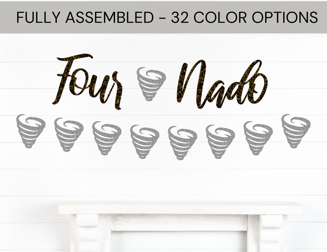 Four-nado Banner Tornado Garland Tornado 4th Birthday Party - Etsy