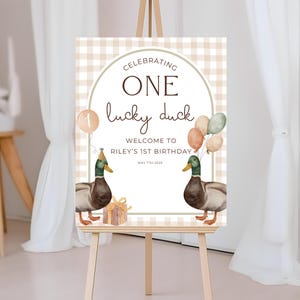 One Lucky Duck Birthday Welcome Sign Editable Lucky Duck Party Welcome ...