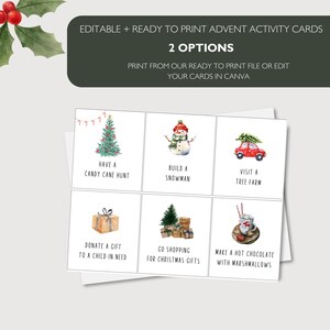 Christmas Advent Calendar Activity Cards Printable Christmas Holiday ...