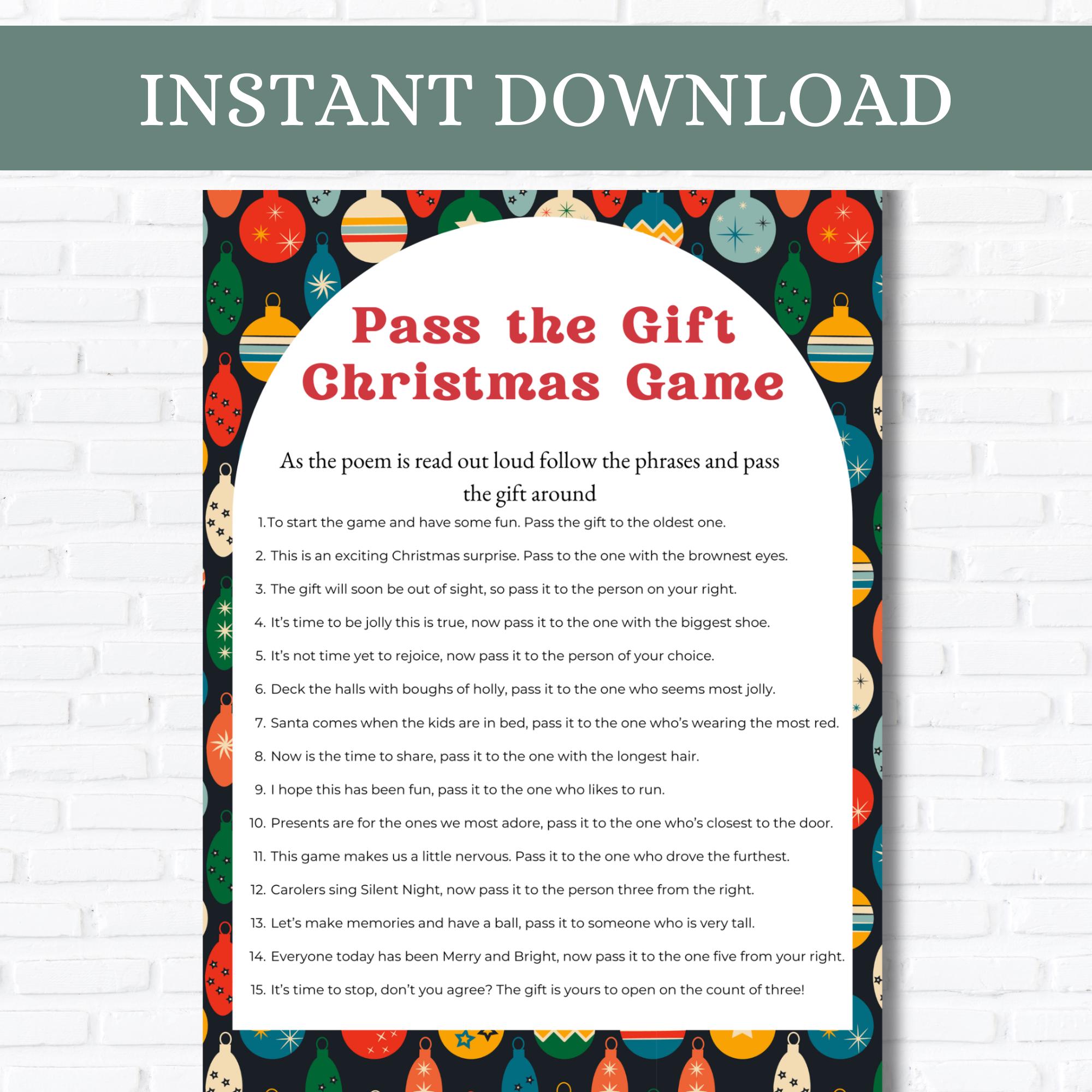 Christmas Pass the Gift Game Office Christmas Party Games Printable ...