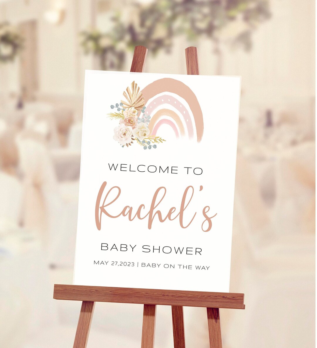 Editable Boho Pampas Grass Baby Shower Welcome Sign Muted Tone Pampas ...