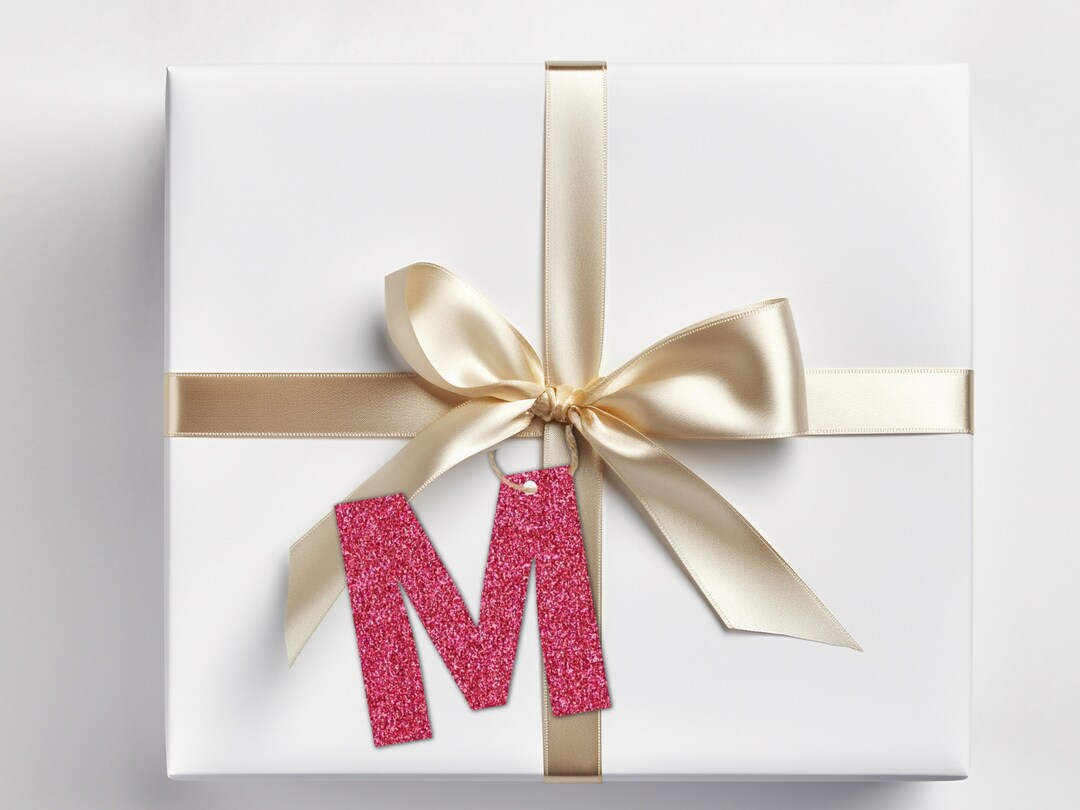 Glitter Letter Ornament, Custom Alphabet Glitter Tag, Glitter Gift Tags ...