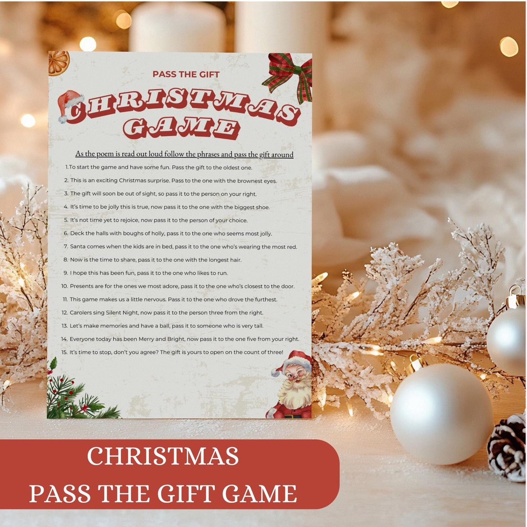 Christmas Pass the Gift Game Office Christmas Party Games Printable ...