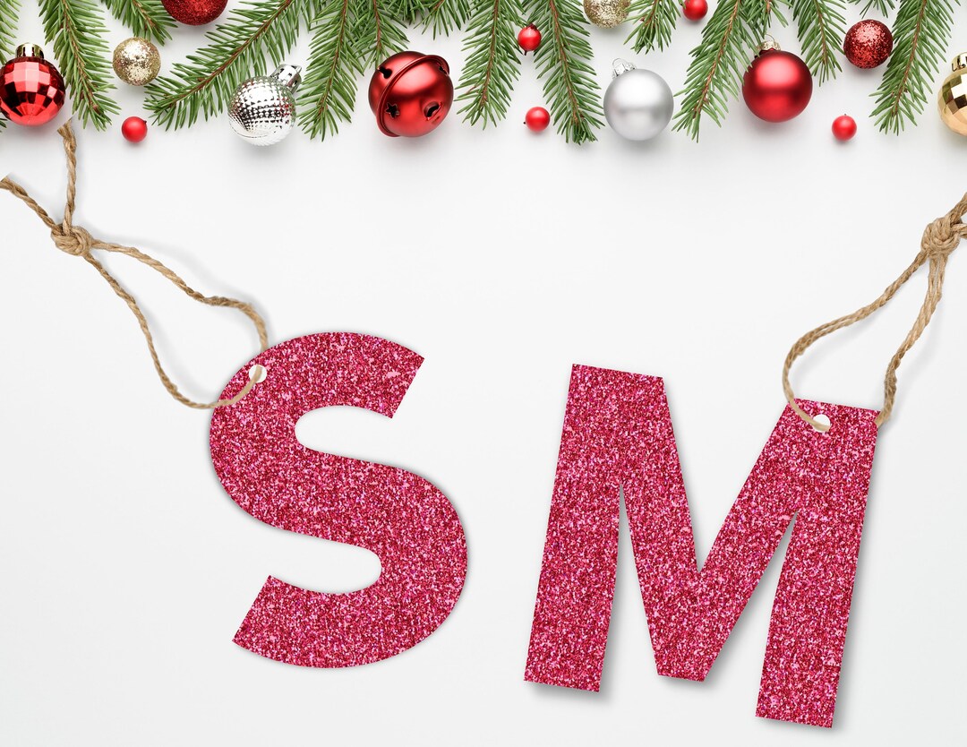 Glitter Letter Ornament, Custom Alphabet Glitter Tag, Glitter Gift Tags ...