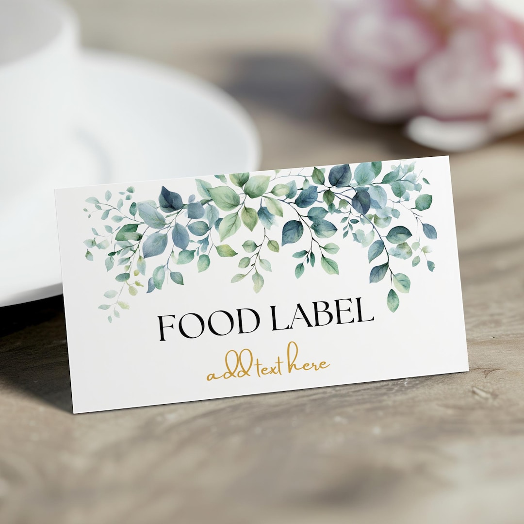 Greenery Food Labels Editable Buffet Cards Bridal Shower Food Labels ...