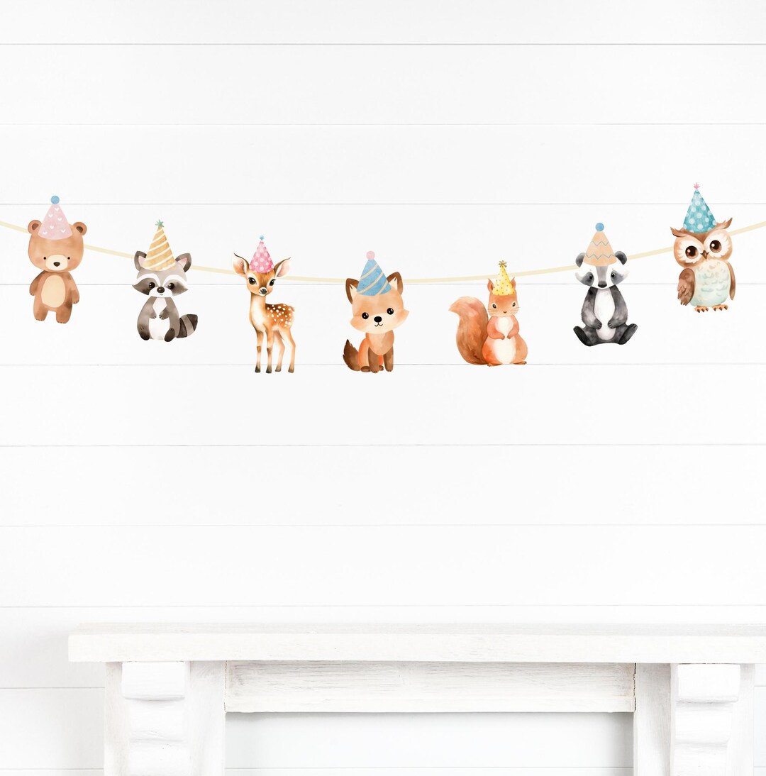 Woodland Animals Banner Woodland Baby Shower Banner Woodland Birthday ...