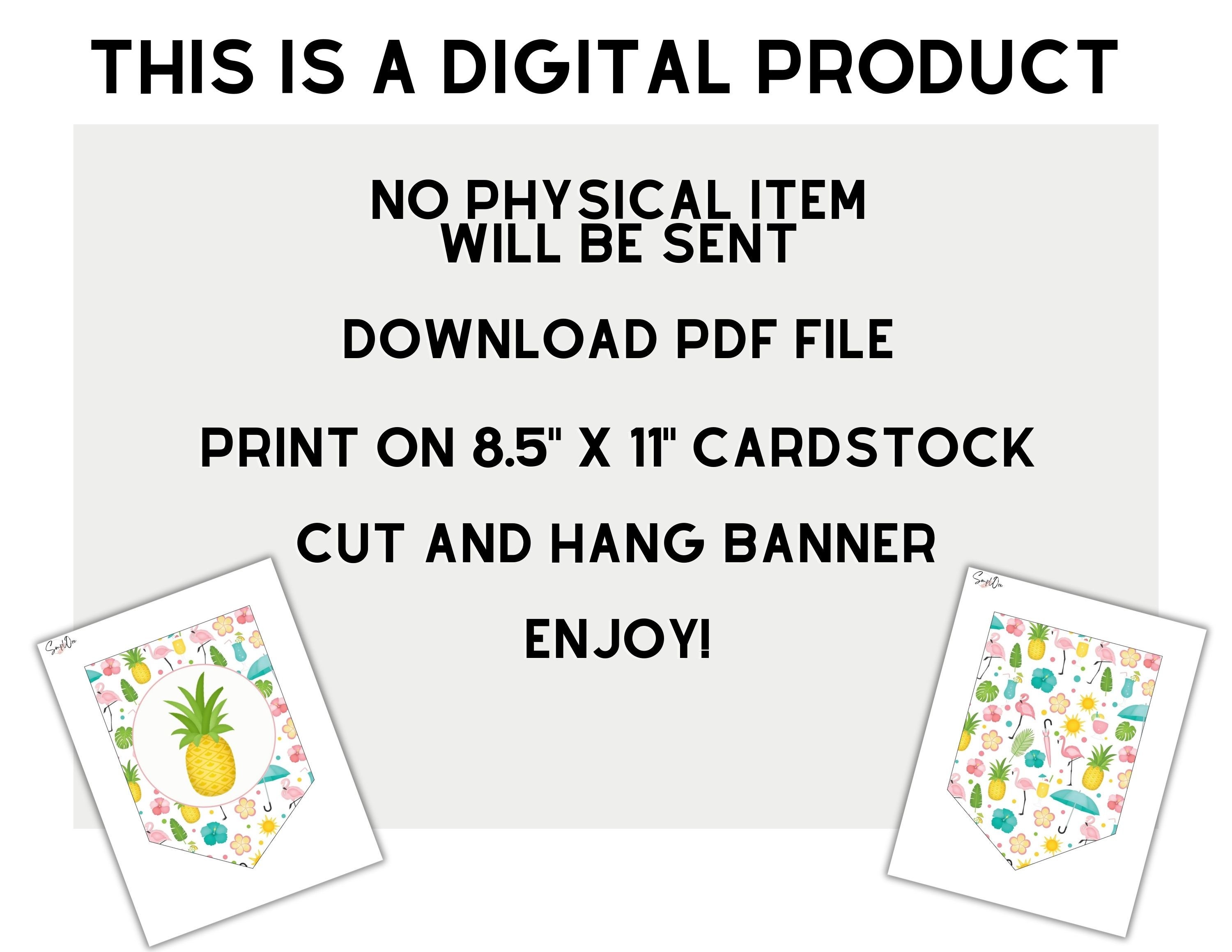 Custom Printable PDF BANNER, Tropical Printable Banner Luau Birthday ...