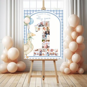 One Silly Goose Birthday Sign Photo Collage Editable Silly Goose Party ...