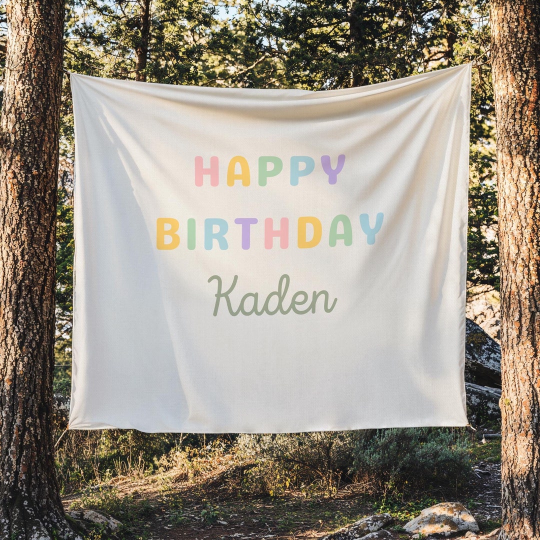 Personalized Birthday Name Flag Custom Birthday Banner Fabric Sign ...