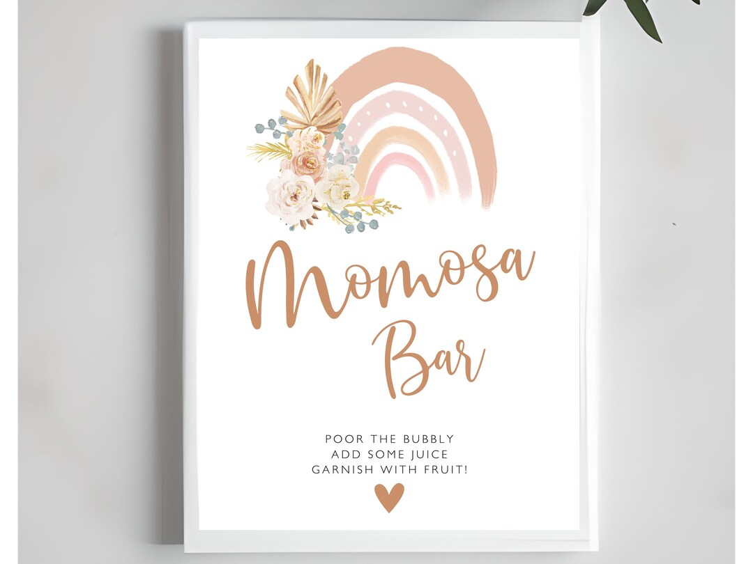 Momosa Sign Boho Rainbow Sign Boho Rainbow Mimosa Sign Boho Rainbow ...