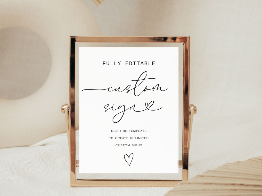 Minimalist Custom Sign Template, Modern Wedding Sign Printable ...