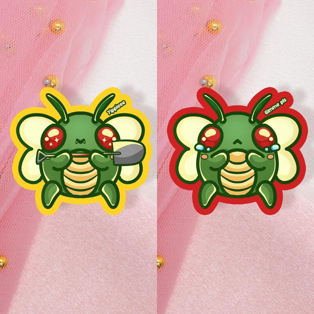 Cute Kawaii Yippie Bug Stickers | Yippie Sad Happy Beetle Meme Gaming ...