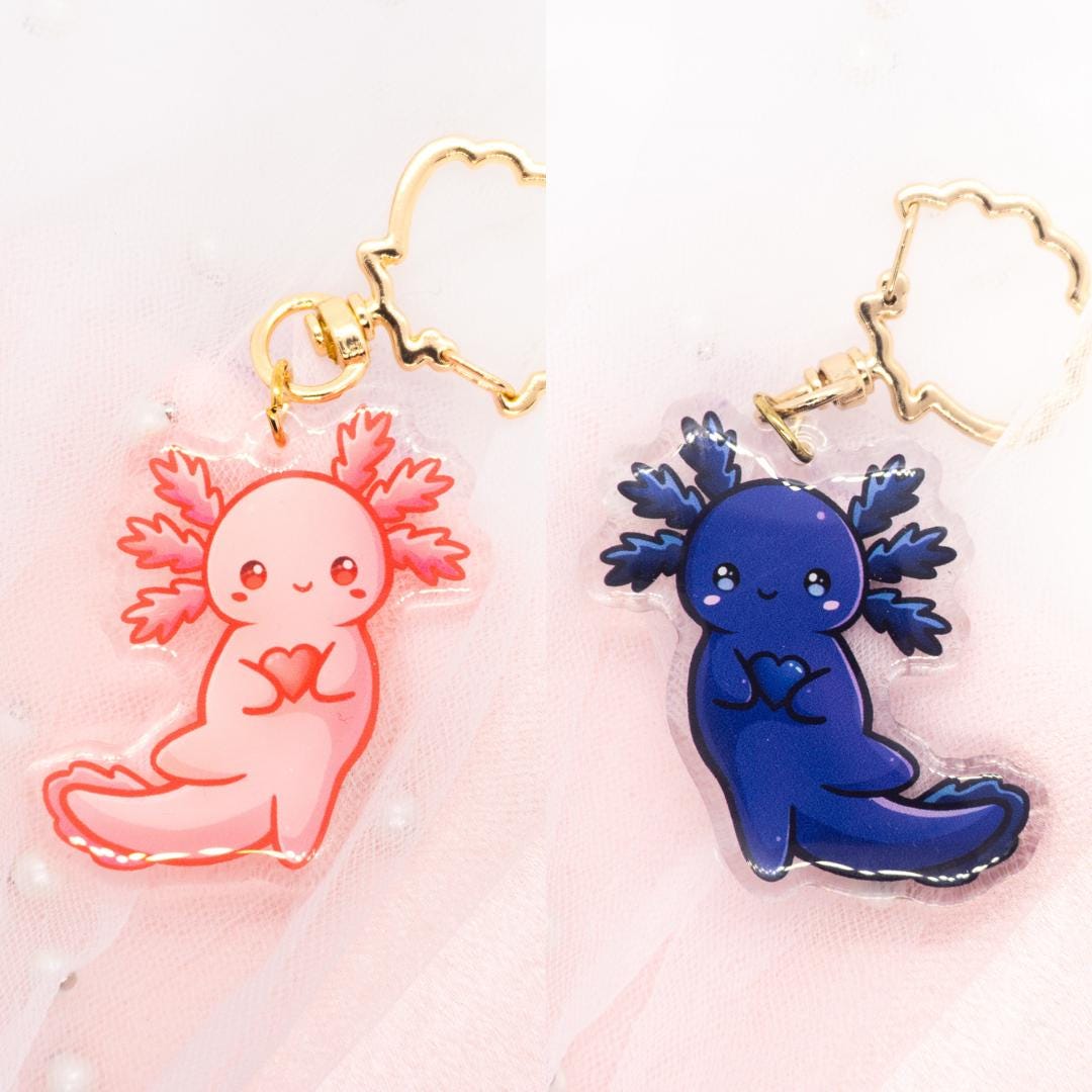 Kawaii Axolotl Keychain Axolotls Cute Adorable Keyring Animal Keycharm ...