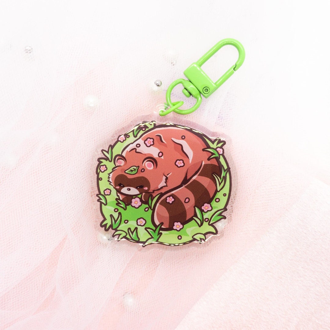 Kawaii Sleepy Tanuki With Sakura Keychain | Japanese | Cherry Blossom ...
