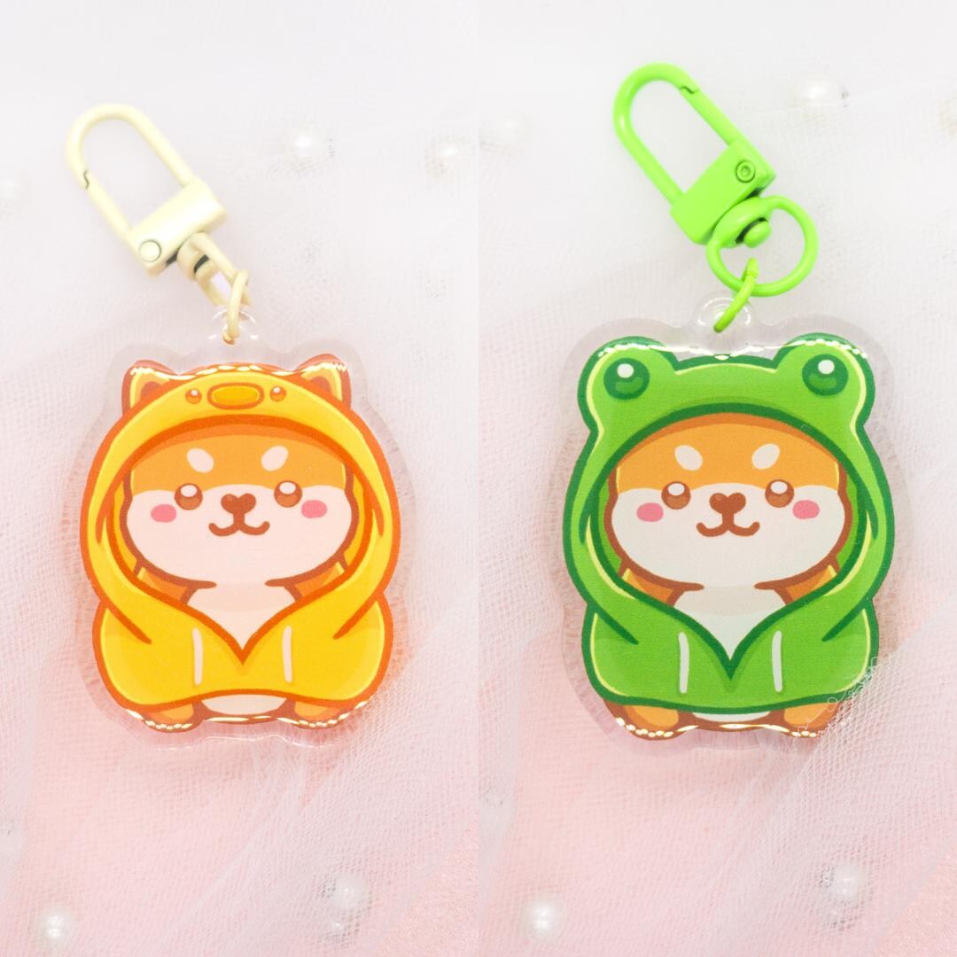 Kawaii Shiba Inu With Frog Duck Hoodie Keychain Cute Puppy Dog Puppy ...