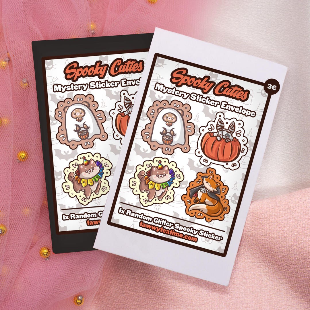 1 Spooky Cuties Animal Glitter Sticker With Envelope | Spooky Halloween ...