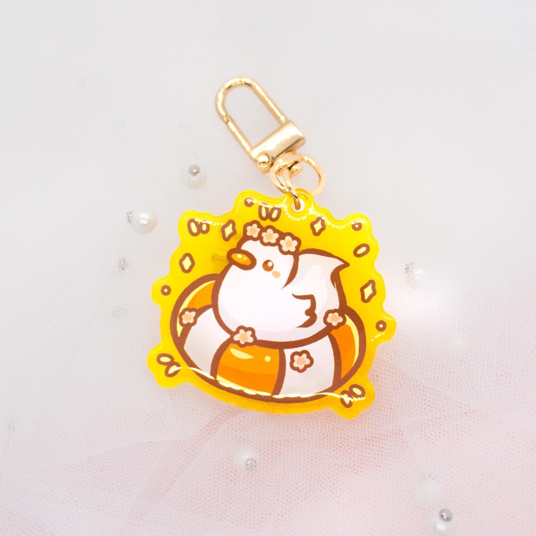 Kawaii Animal Duck Keychain | White Goose With Swimming Ring| Ducks ...
